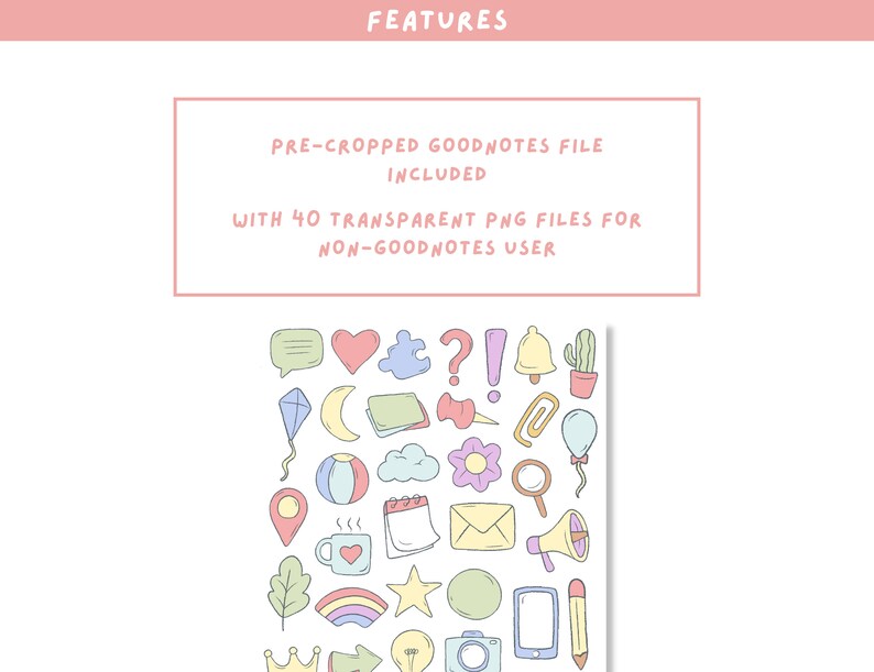 Cute Crayon Style Objects, Cute Digital Stickers for Goodnotes, Modern ...