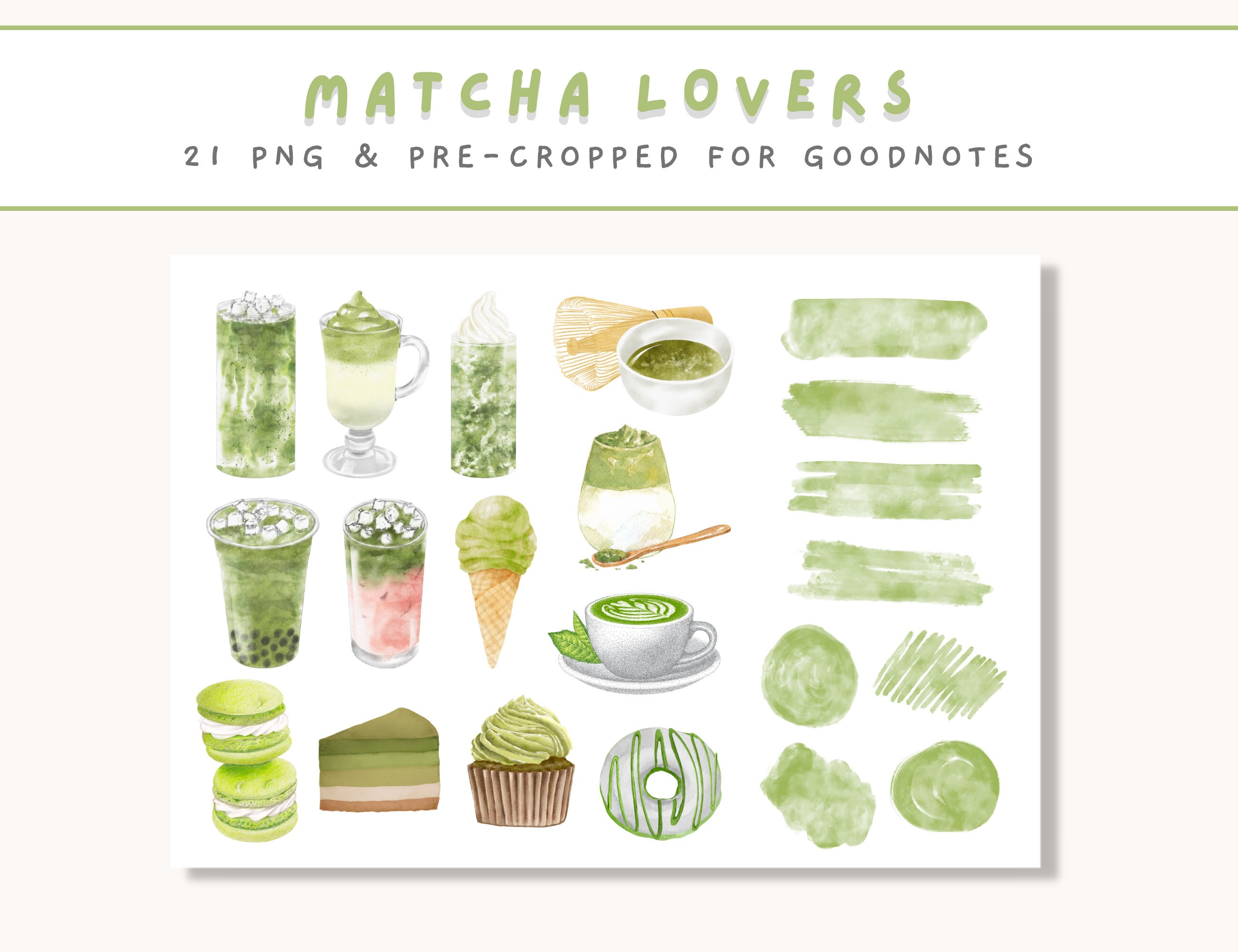 Matcha Lovers Stickers for Goodnotes | Matcha Stickers Everyday Use ...