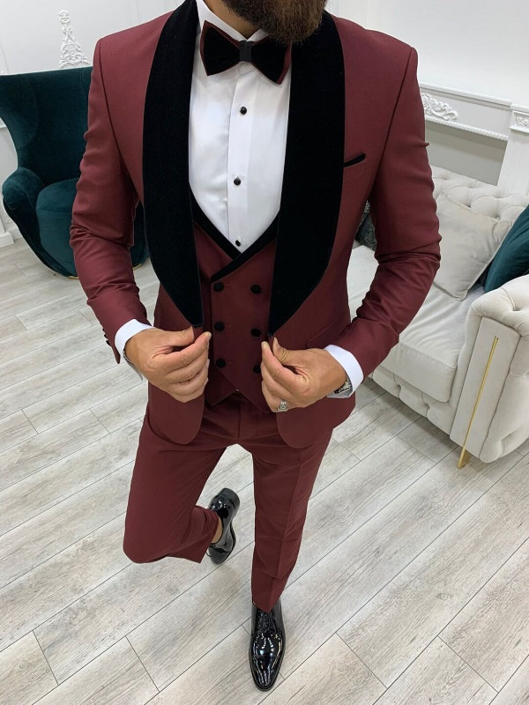 Men Wedding 3 Piece Wedding Tuxedo Groomsmen Businessman Formal Suit ...