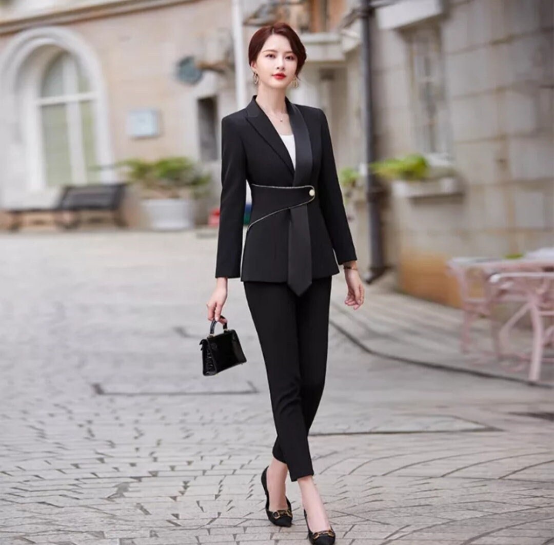 Black Women 2 Piece Formal Suit Set Wedding Dress Bridesmaid Gift for ...