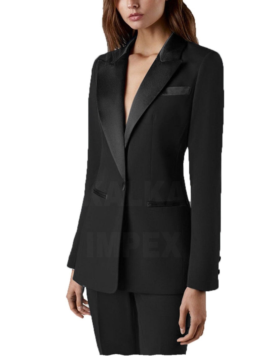 Black Women 2 Piece Suits Sets Wedding Women's Clothing Tuxedo Blazer ...