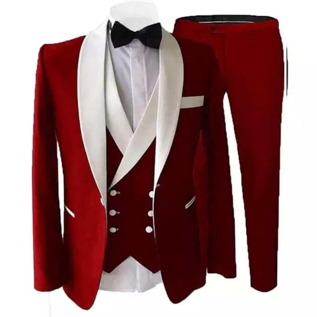 Red Men's Suits, Suits for Men Three Piece Wedding Suit, Formal Fashion ...