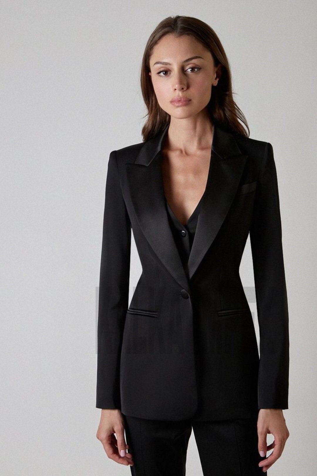 Black 2 Piece Wedding Women's Clothing Tuxedo Suits Jacket Bridal Plus Size Formal Business ...