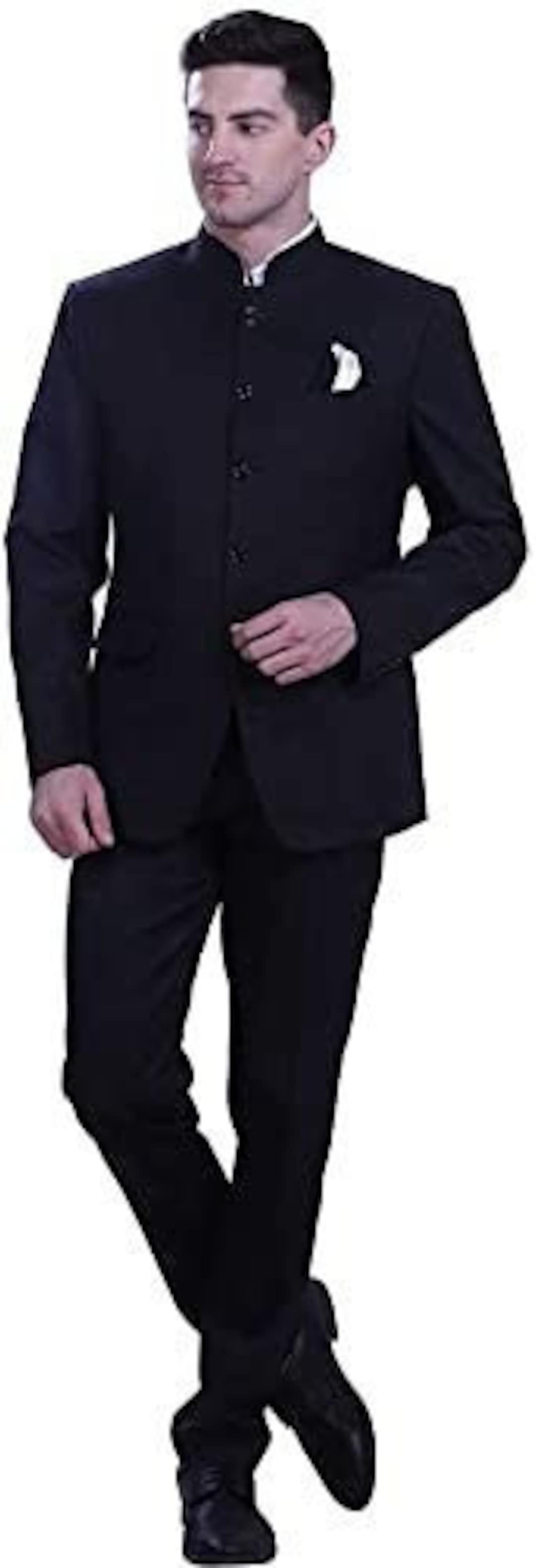 Black Men's 2 Piece Suits Set Wedding Formal Slim Fit Tuxedo Groomsmen ...