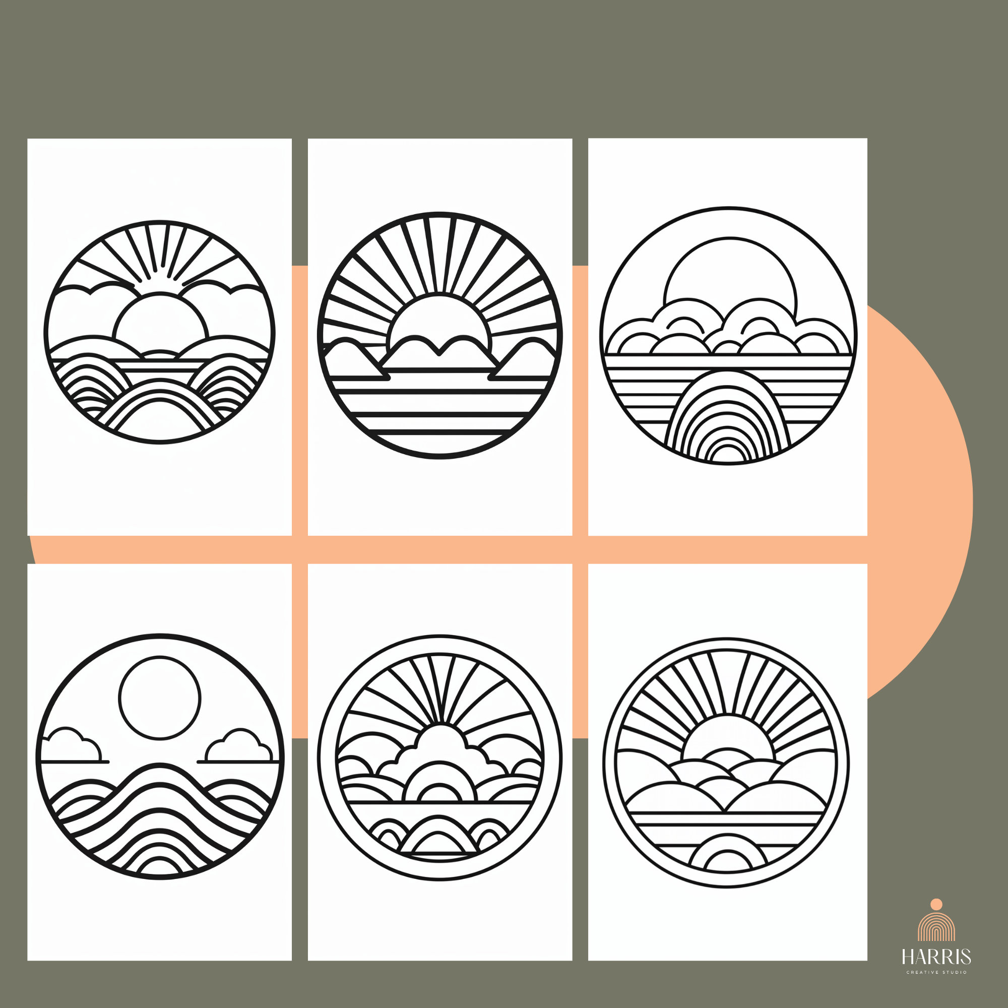 Minimalist Coloring Book, 40 Pages Portrait & Landscape Designs Instant ...