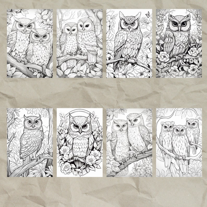Whimsical Owls Coloring Book - Fun for All Ages! 40 Pages - Instant ...