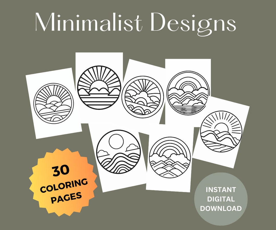 Minimalist Coloring Book, 40 Pages | Portrait & Landscape Designs ...