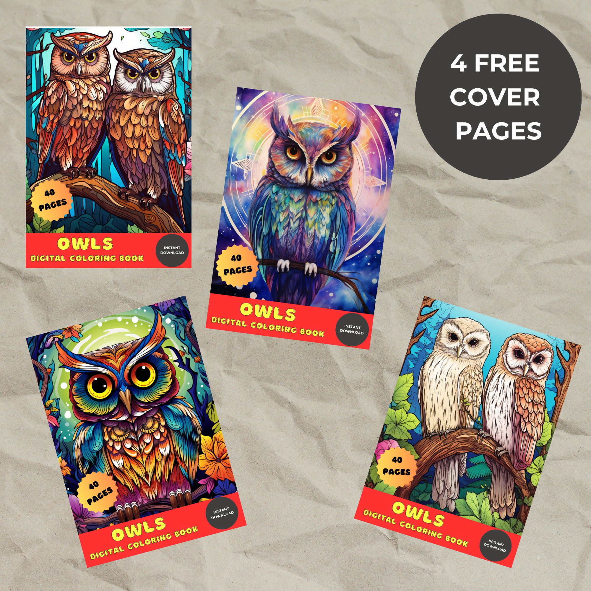 Whimsical Owls Coloring Book - Fun for All Ages! 40 Pages - Instant ...