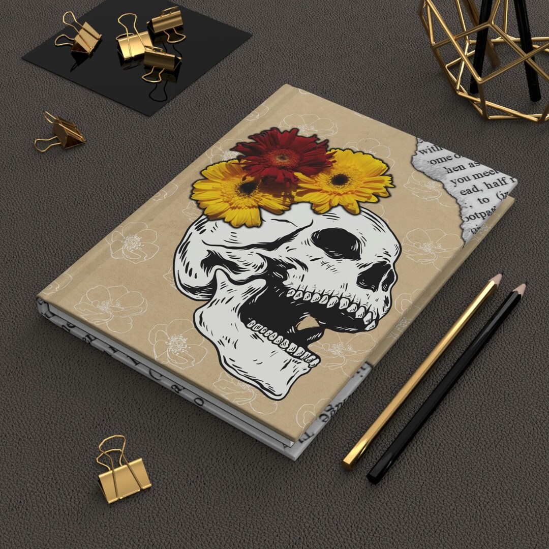 Skull Journal | Skull With Flowers Journal | Flower Journal | Matte ...