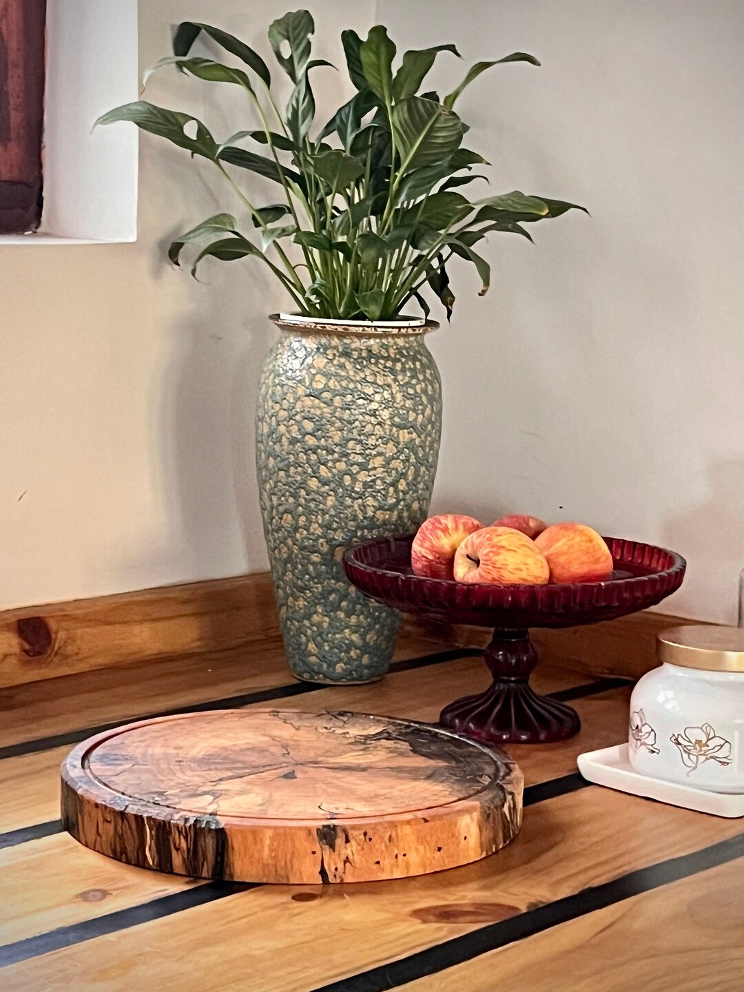 Premium Tamarind Wood Endgrain Monoblock Cutting Board, 12" Dia ,packed ...