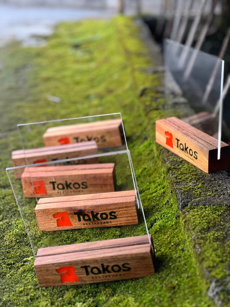 Wooden Table Standee With Personalised Logo Branding |restaurants ...