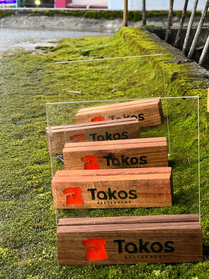 Wooden Table Standee With Personalised Logo Branding |restaurants ...