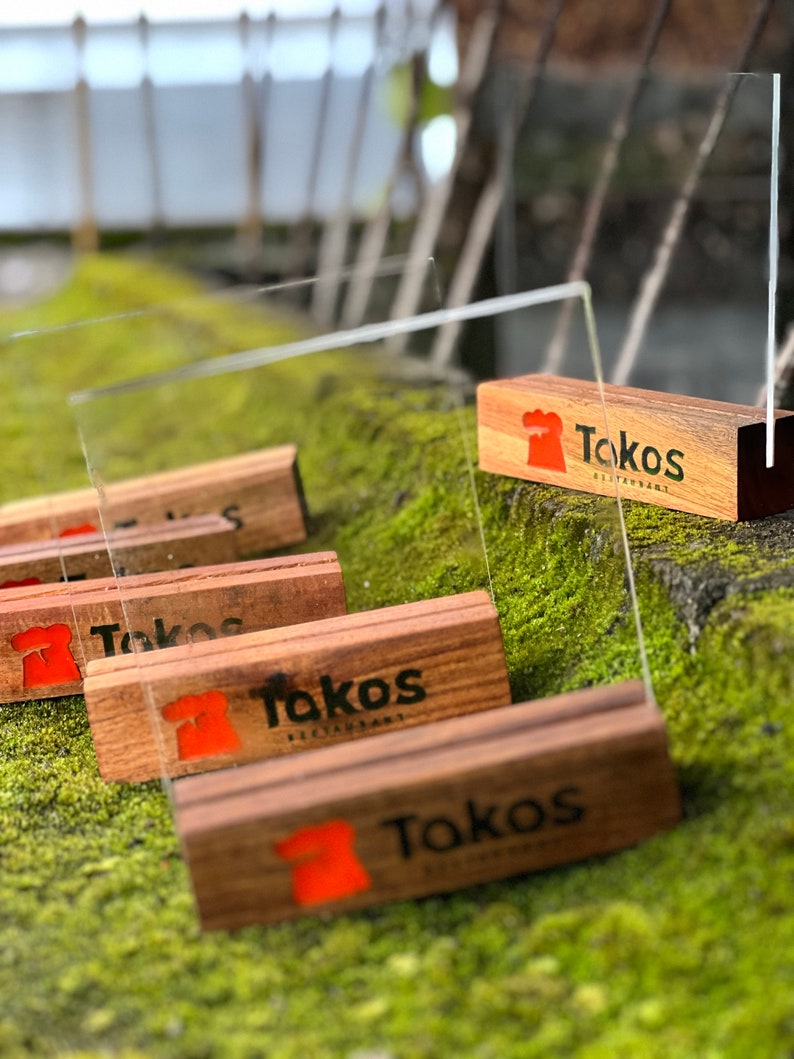 Wooden Table Standee With Personalised Logo Branding |restaurants ...