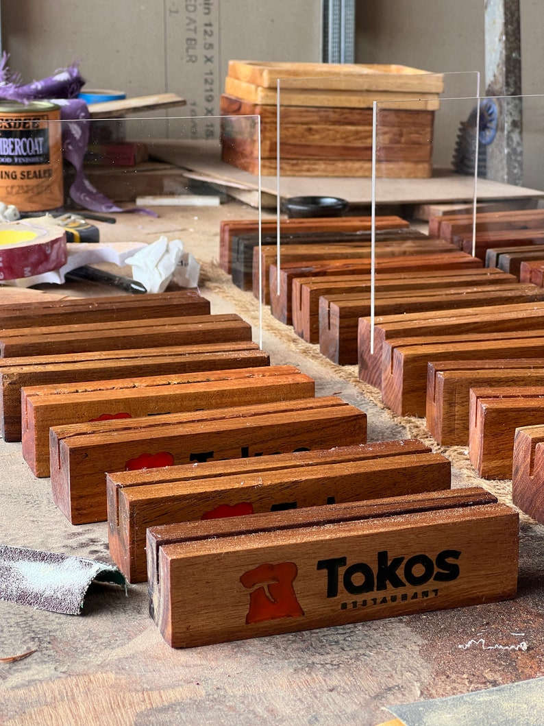 Wooden Table Standee With Personalised Logo Branding |restaurants ...