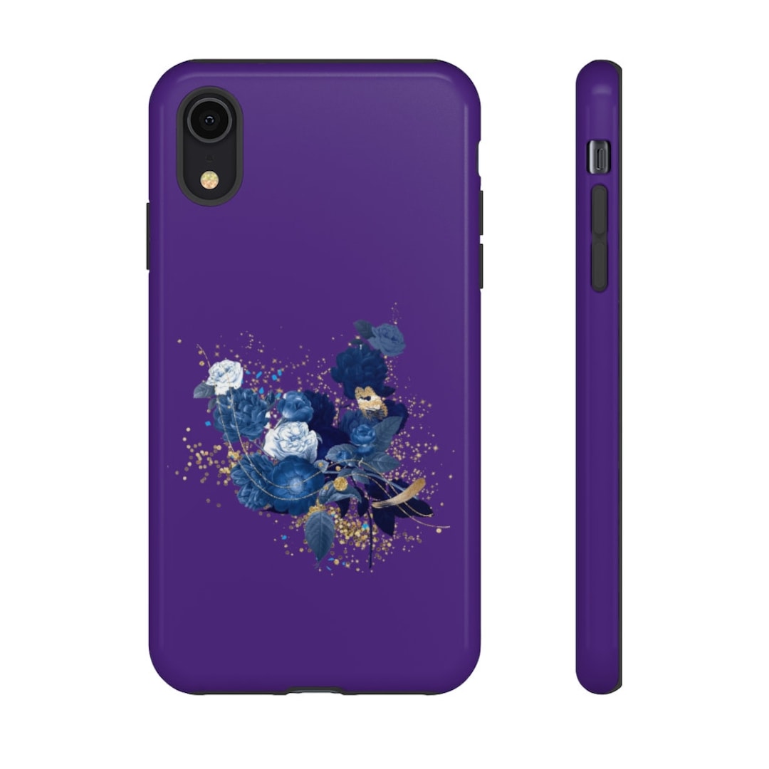 Purple Tough Case With Blue Flowers - Etsy