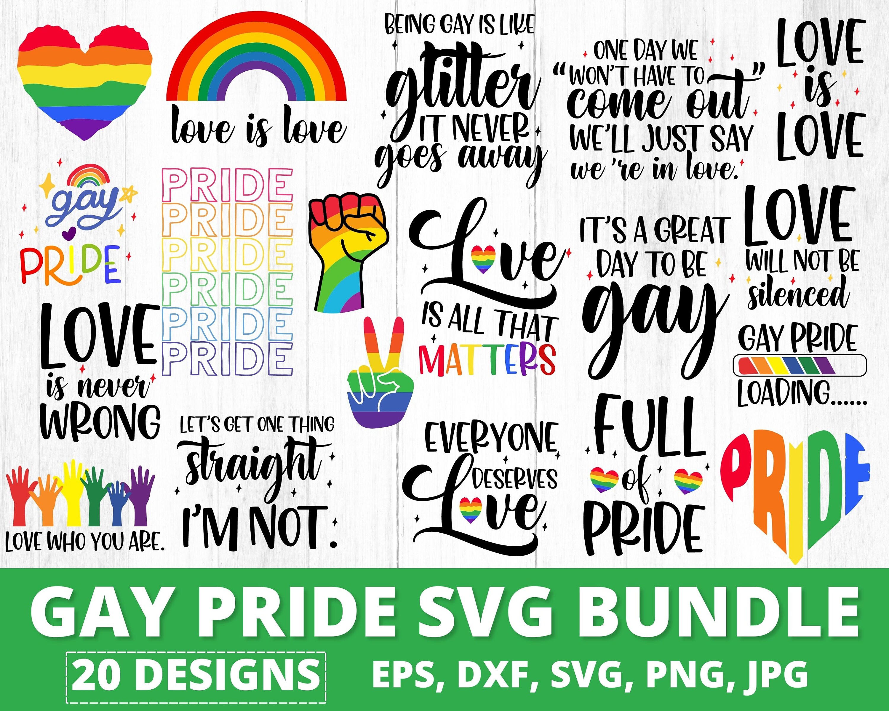 Gay Pride Svg Bundle, LGBT Svg Bundle, Gay Svg, Pride Svg, Rainbow Svg ...