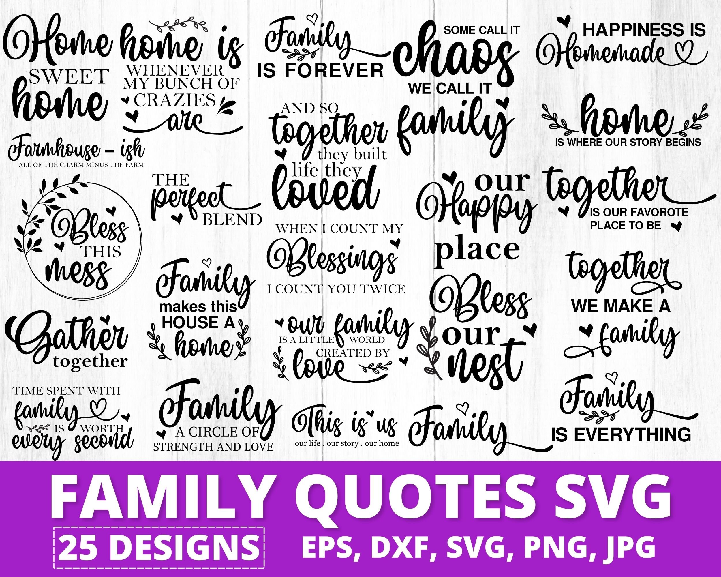 Family Quotes Svg Bundle, Family Svg Bundle, Farmhouse Svg, Family Sign ...