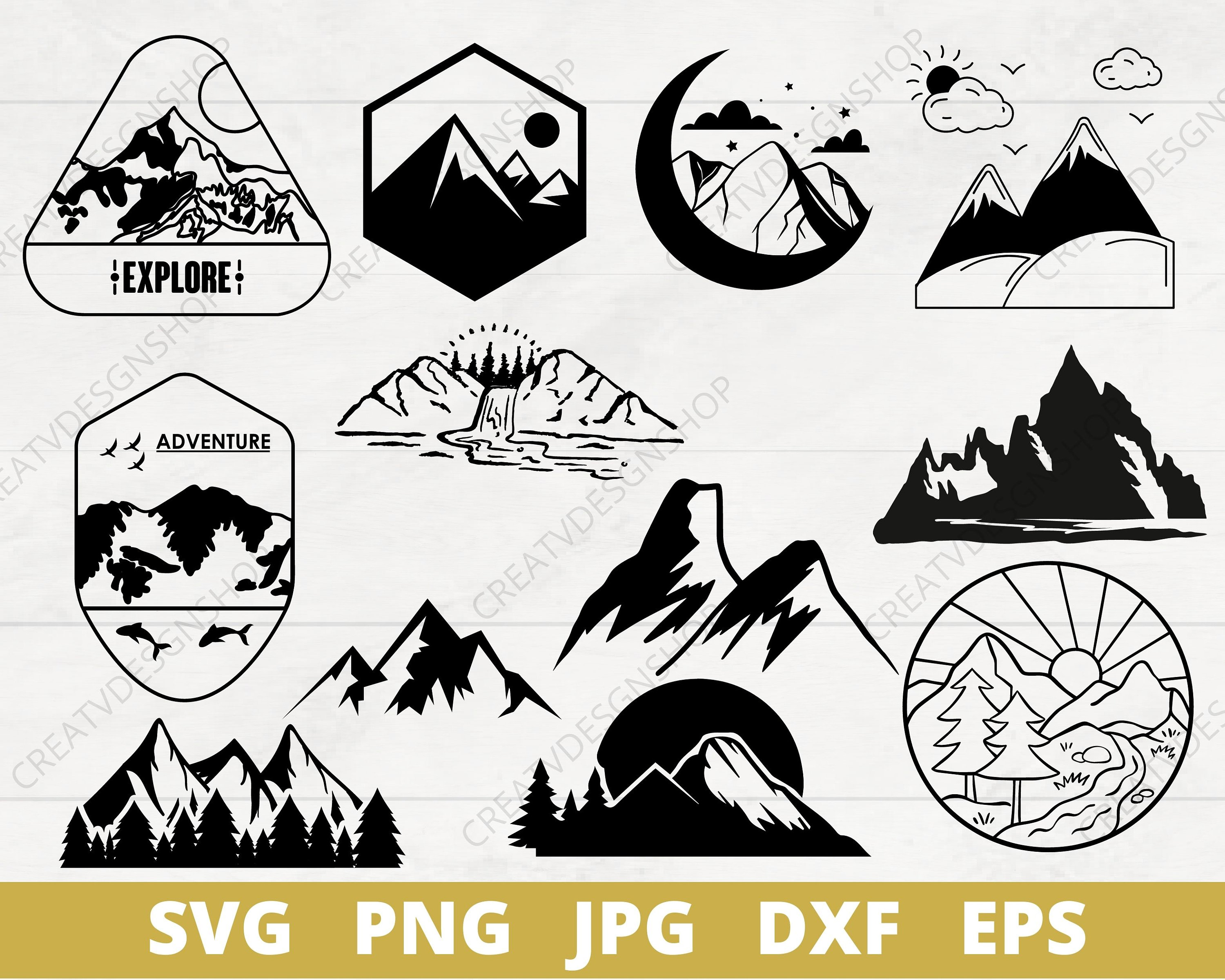 Mountain Svg Bundle Hand Drawn Geometric Mountain Svg - Etsy