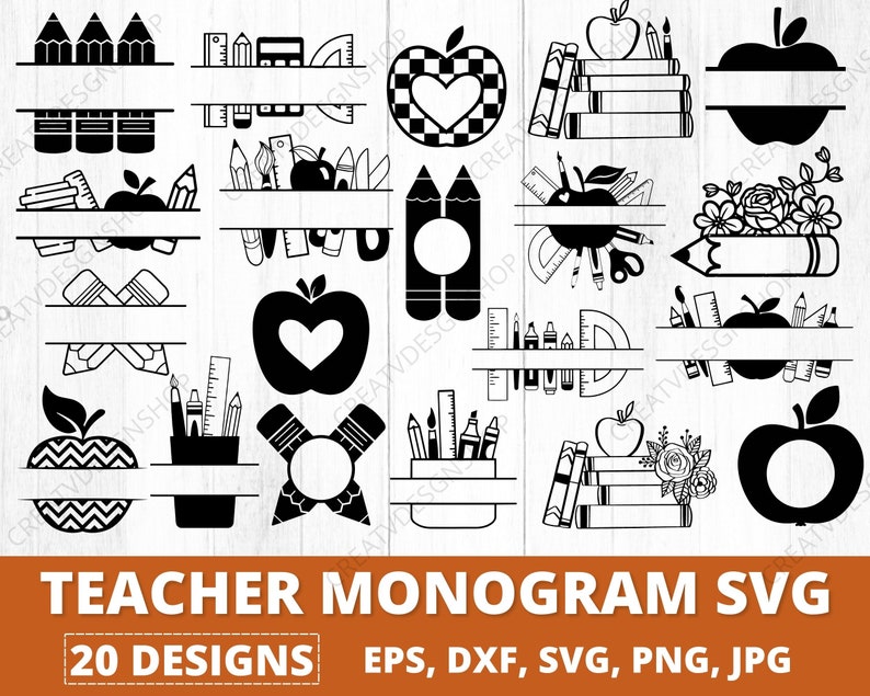 Teacher Monogram Svg Teacher Svg Bundle School Svg Teacher - Etsy