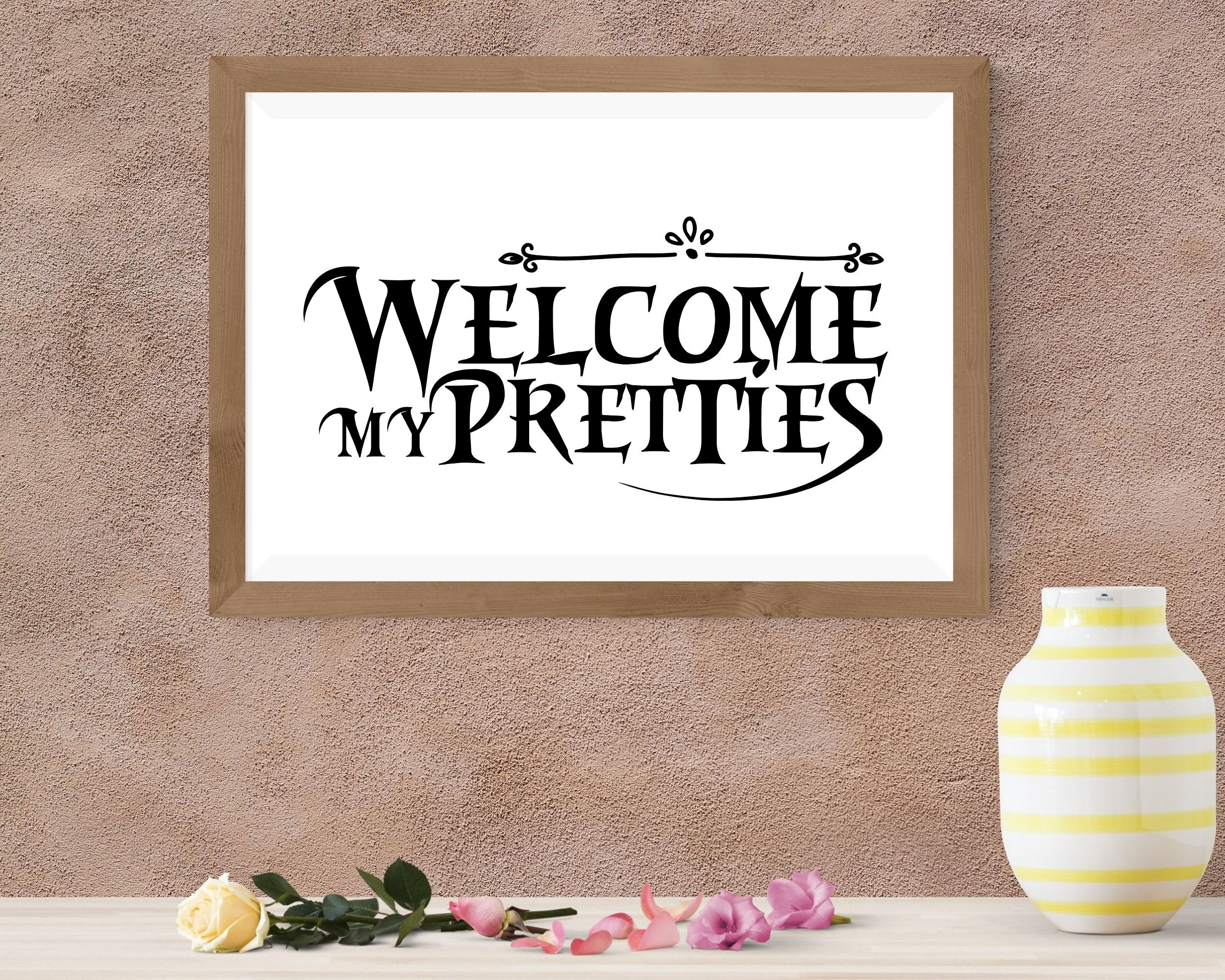 Welcome My Pretties SVG Halloween Round Sign Design Witch - Etsy