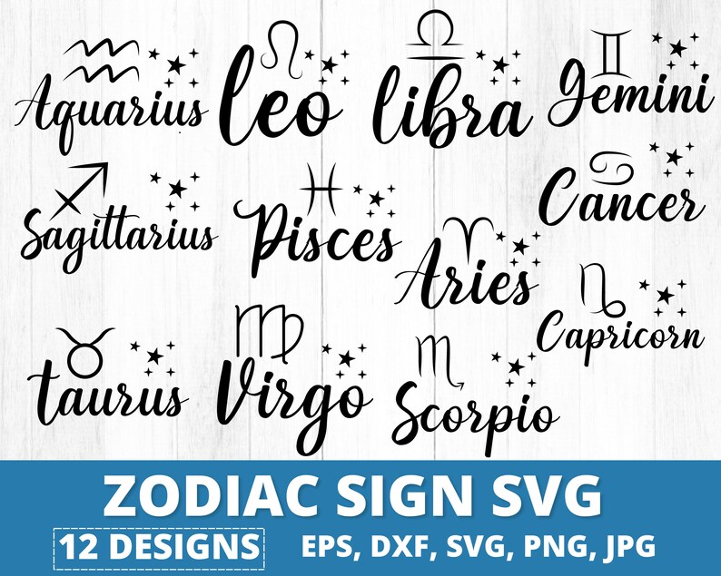 Zodiac Sign Svg Bundle Floral Zodiac Sign Svg Astrology Svg - Etsy
