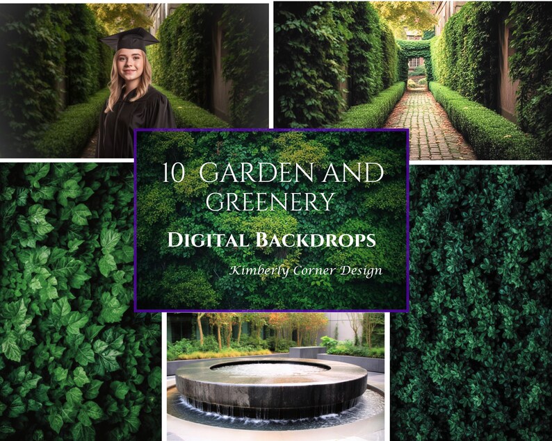 10 - Garden/greenery Digital Backdrops, Garden & Greenery Digital ...