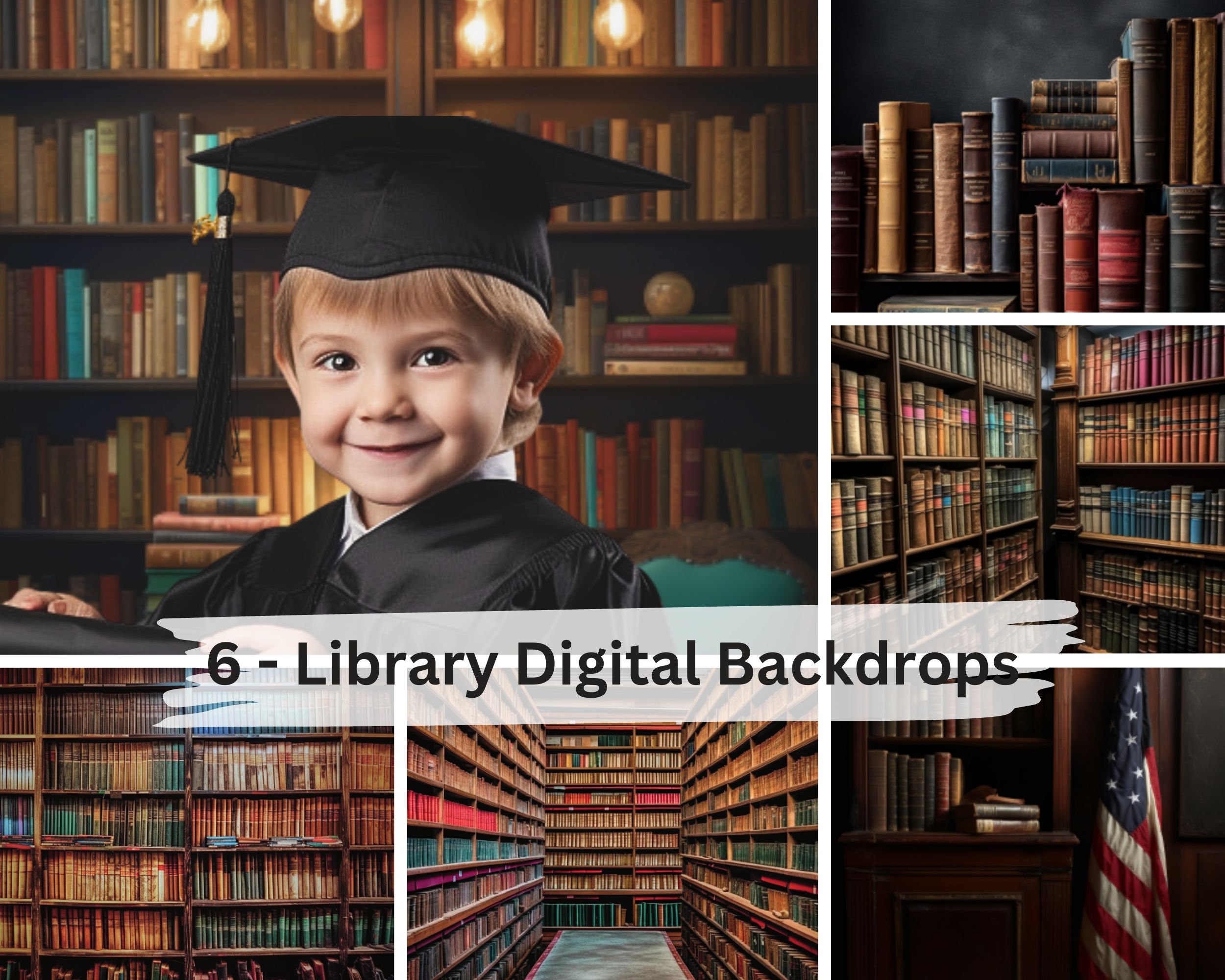 6 - Library Digital Backdrops, Backdrop Overlays, Photography Digital ...