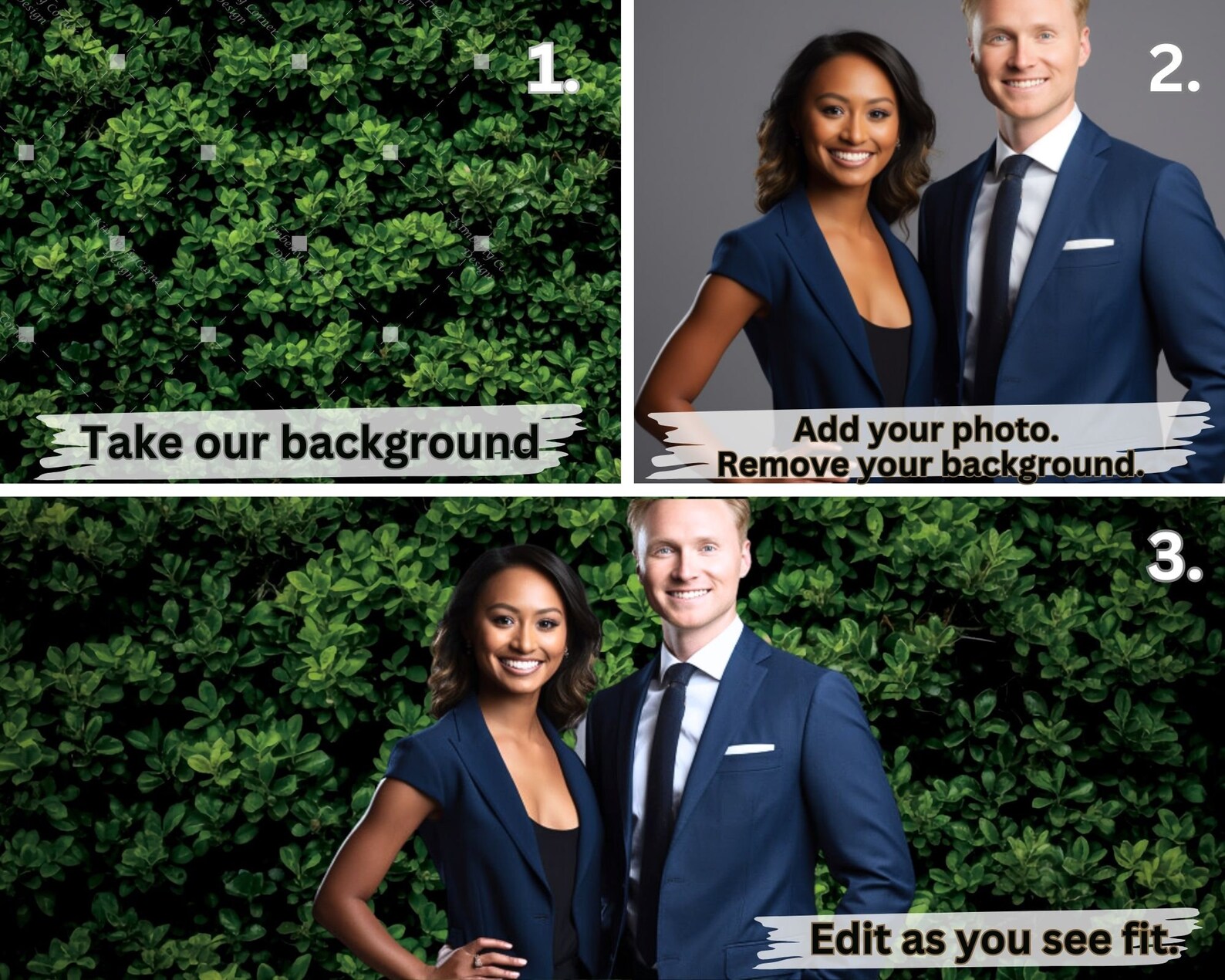 Greenery Wall Digital Backdrop, Backdrop Overlays, Photography ...
