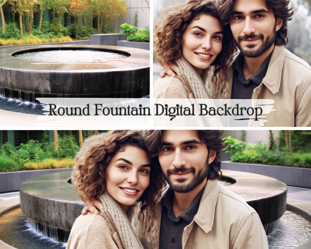 Round Fountain Digital Backdrop, Backdrop Overlays, Photography Digital ...