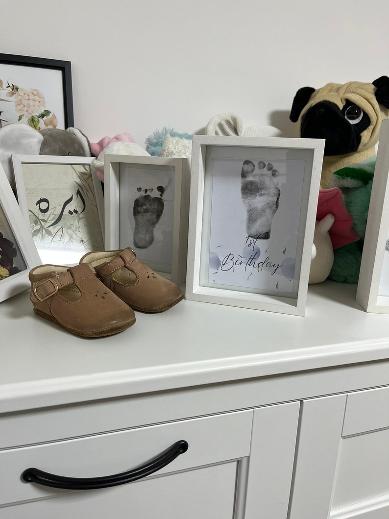 Personalised Baby Handprint Footprint Photo Frame Kit (inkless Stamp ...