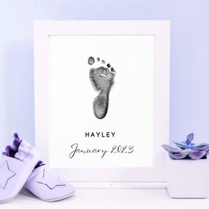 Personalised Baby Handprint Footprint Photo Frame Kit (inkless Stamp ...