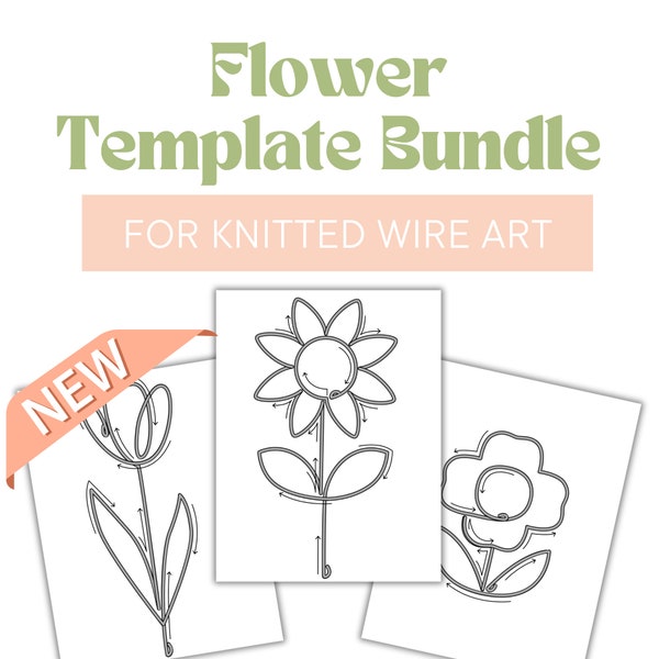 Knitted Wire Art Flower Template - Etsy UK