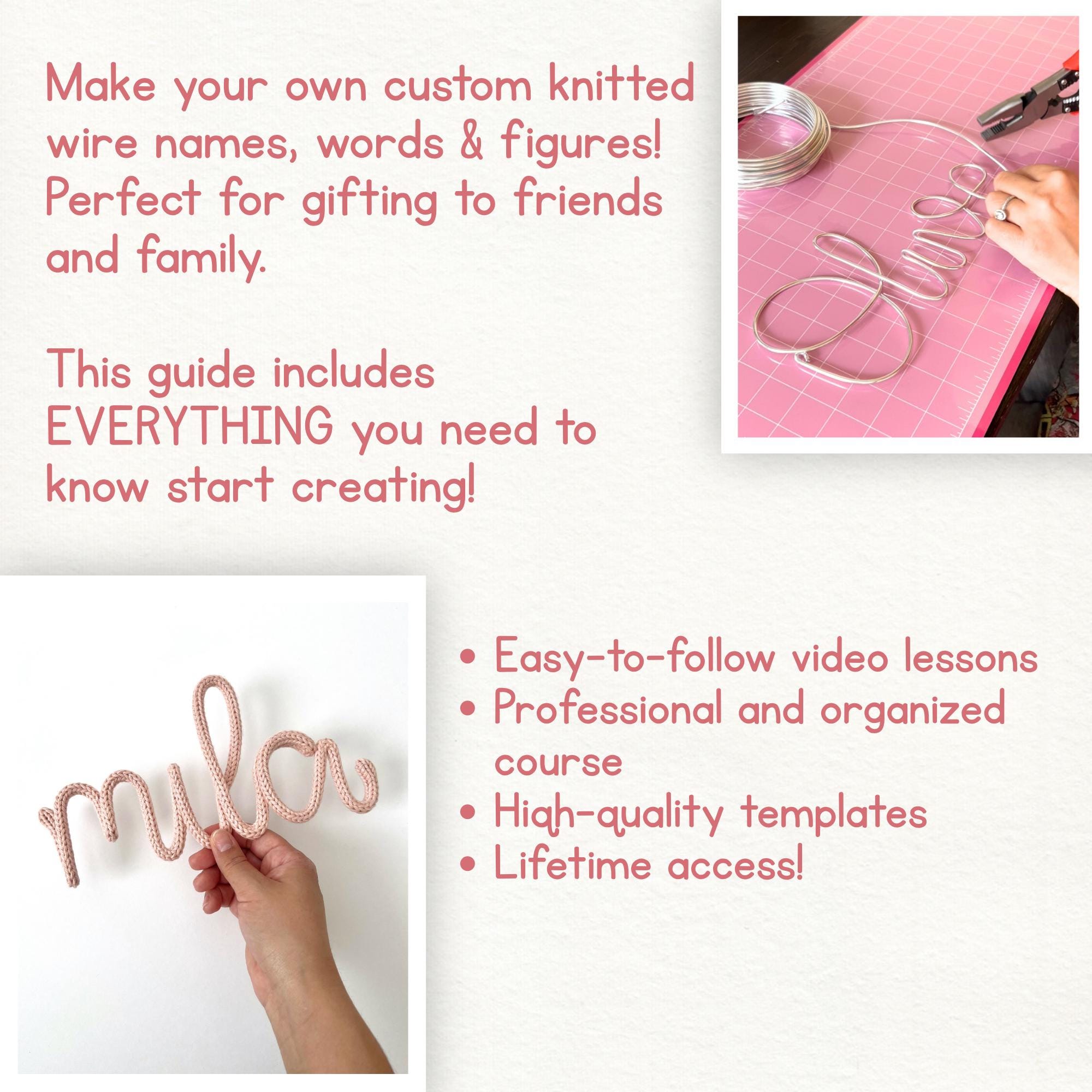 Knitted Wire Letters And Names Video Guide 3 Template Bundles Letter