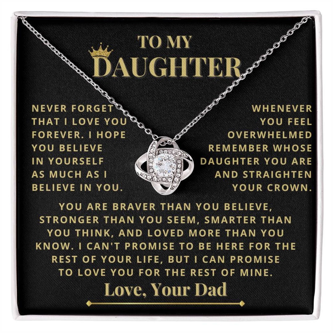 Love Knot Necklace for Daughter – White Gold, Cubic Zirconia - Etsy