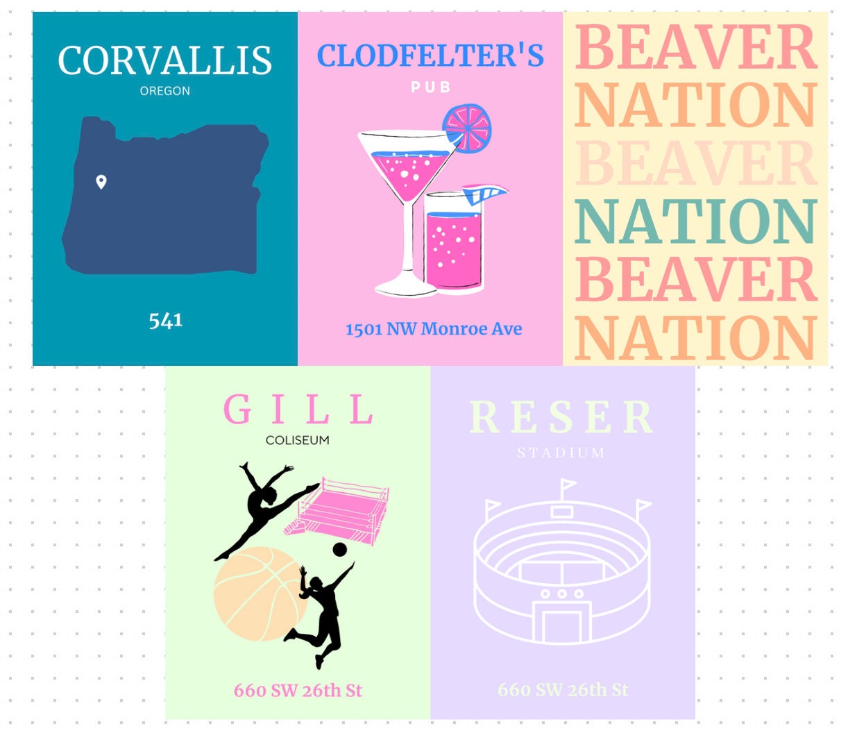 Corvallis/oregon State Bundle of Prints - Etsy