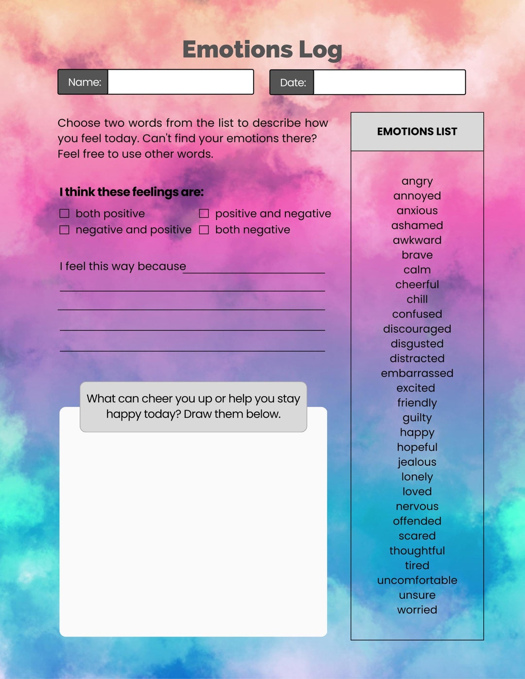 Emotions Log - Etsy