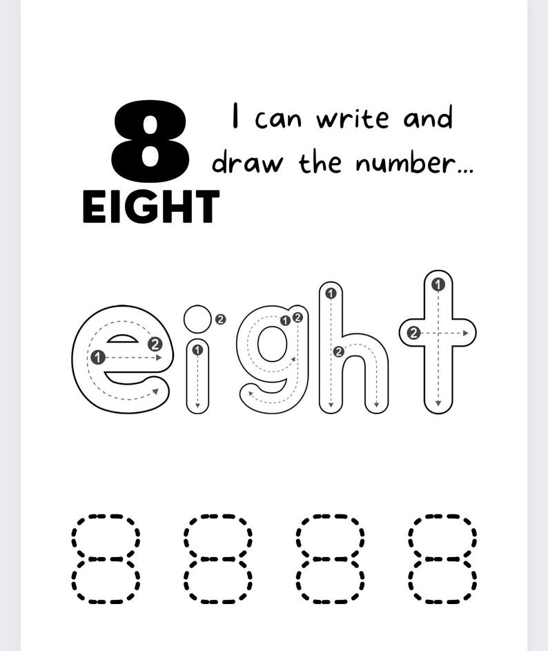 Numbers Tracing Worksheets (10 Pages) - Etsy