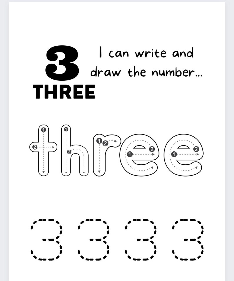 Numbers Tracing Worksheets (10 Pages) - Etsy