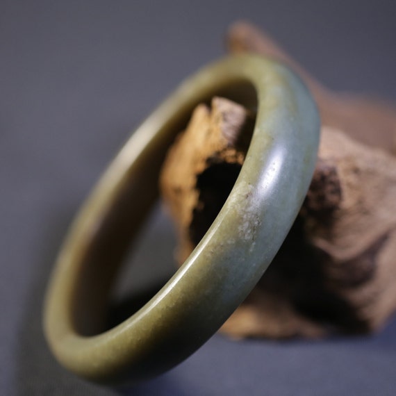 Ancient upper arm jade men bracelet, green jade men c… - Gem