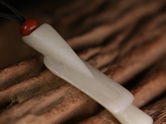 Antique human jade statue pendant, high-quality authe… - Gem