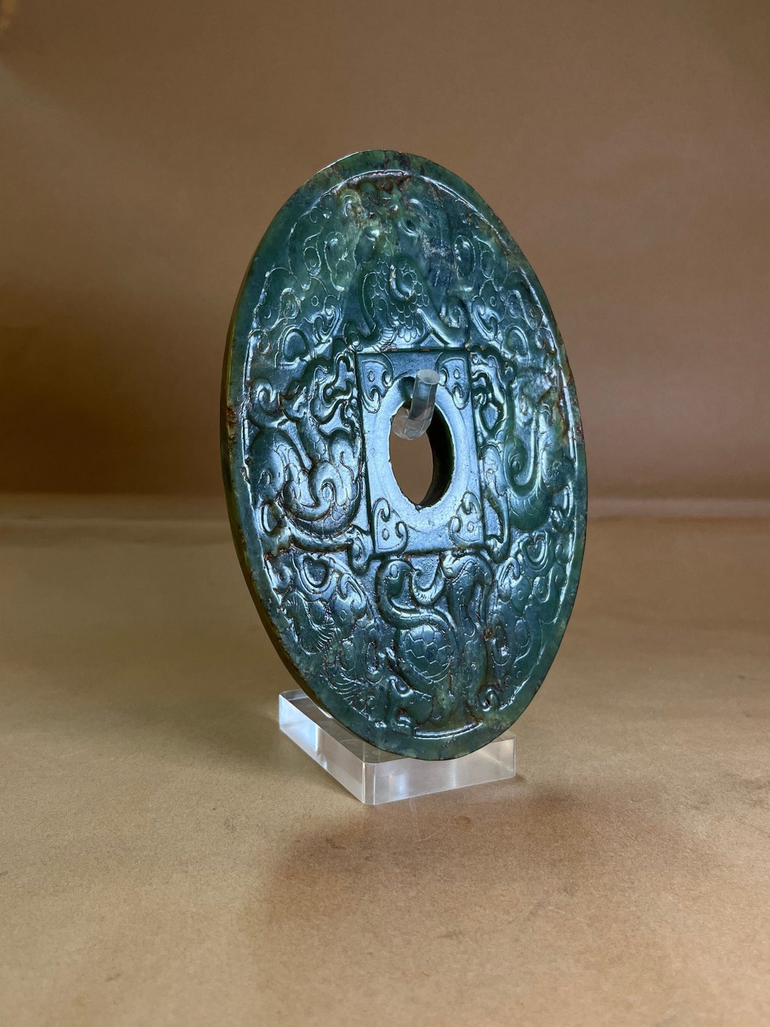 Jasper Jade Bi Figurine, Collectible Jade Bi Statue, Jade Home Decor ...