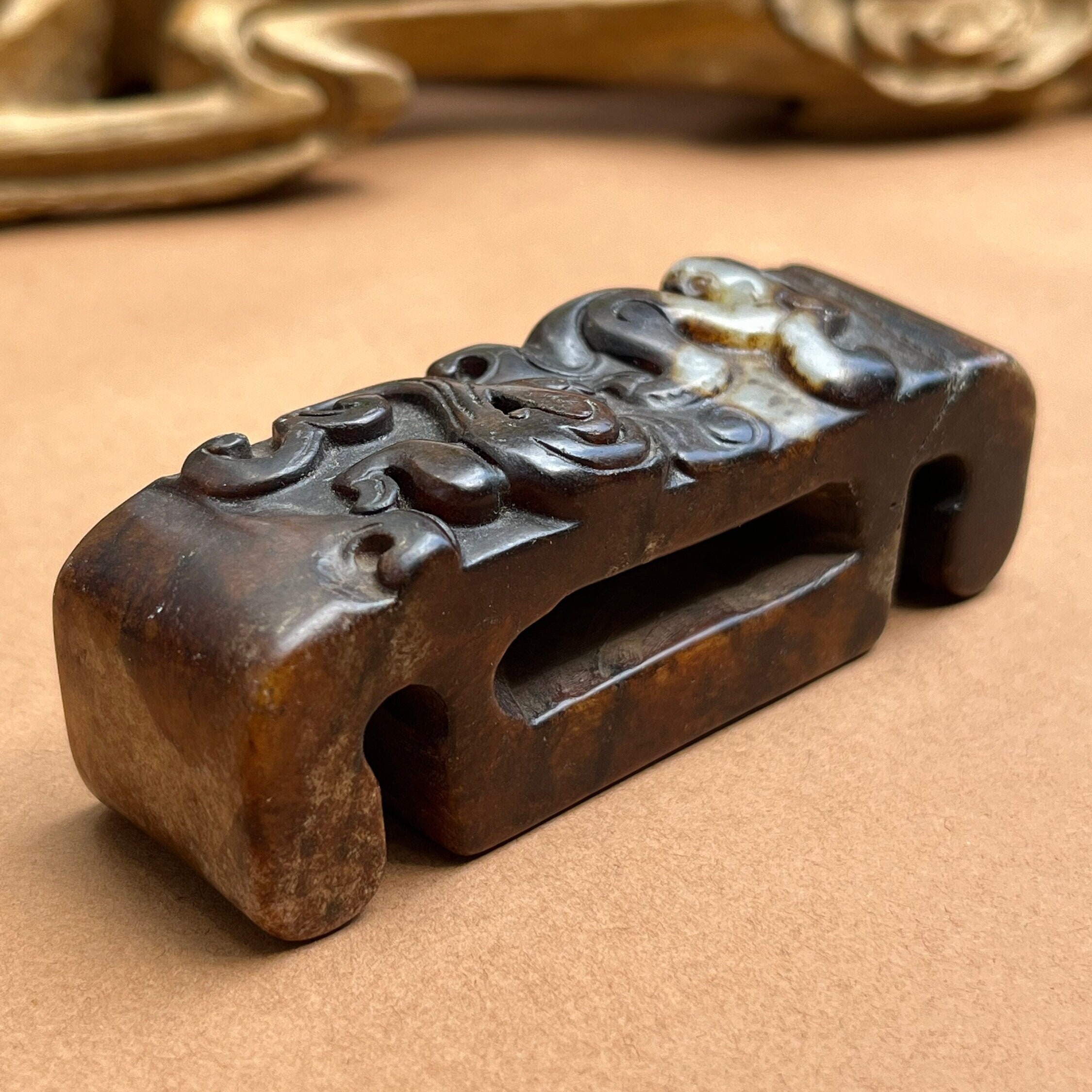 Ancient Jade Sword Guard Carved Chi Dragon Jade Figurine Collectible ...