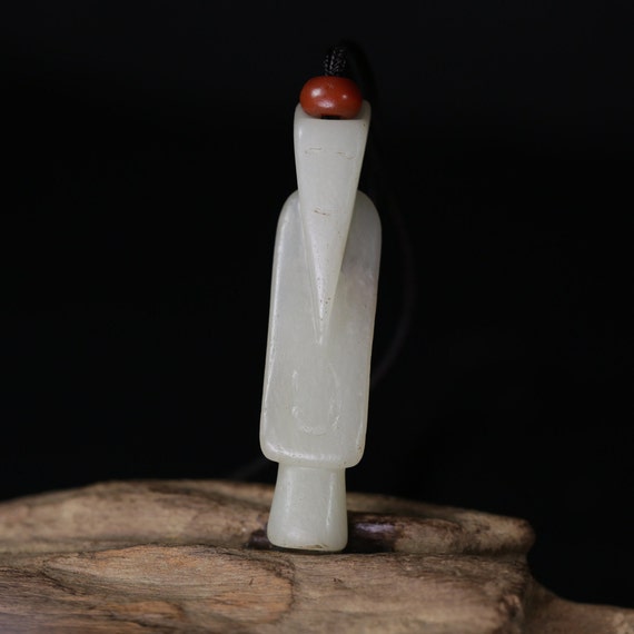 Antique human jade statue pendant, high-quality authe… - Gem