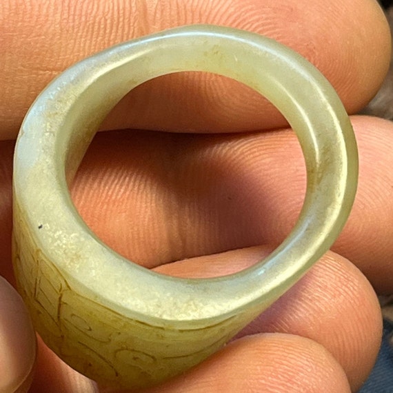 Hetian Yellow Jade Thumb Ring, Dragon Pattern Jade Th… - Gem