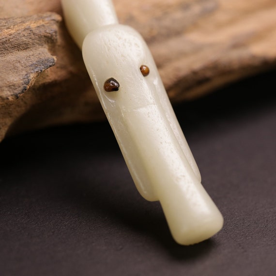 Antique human jade statue pendant, high-quality authe… - Gem