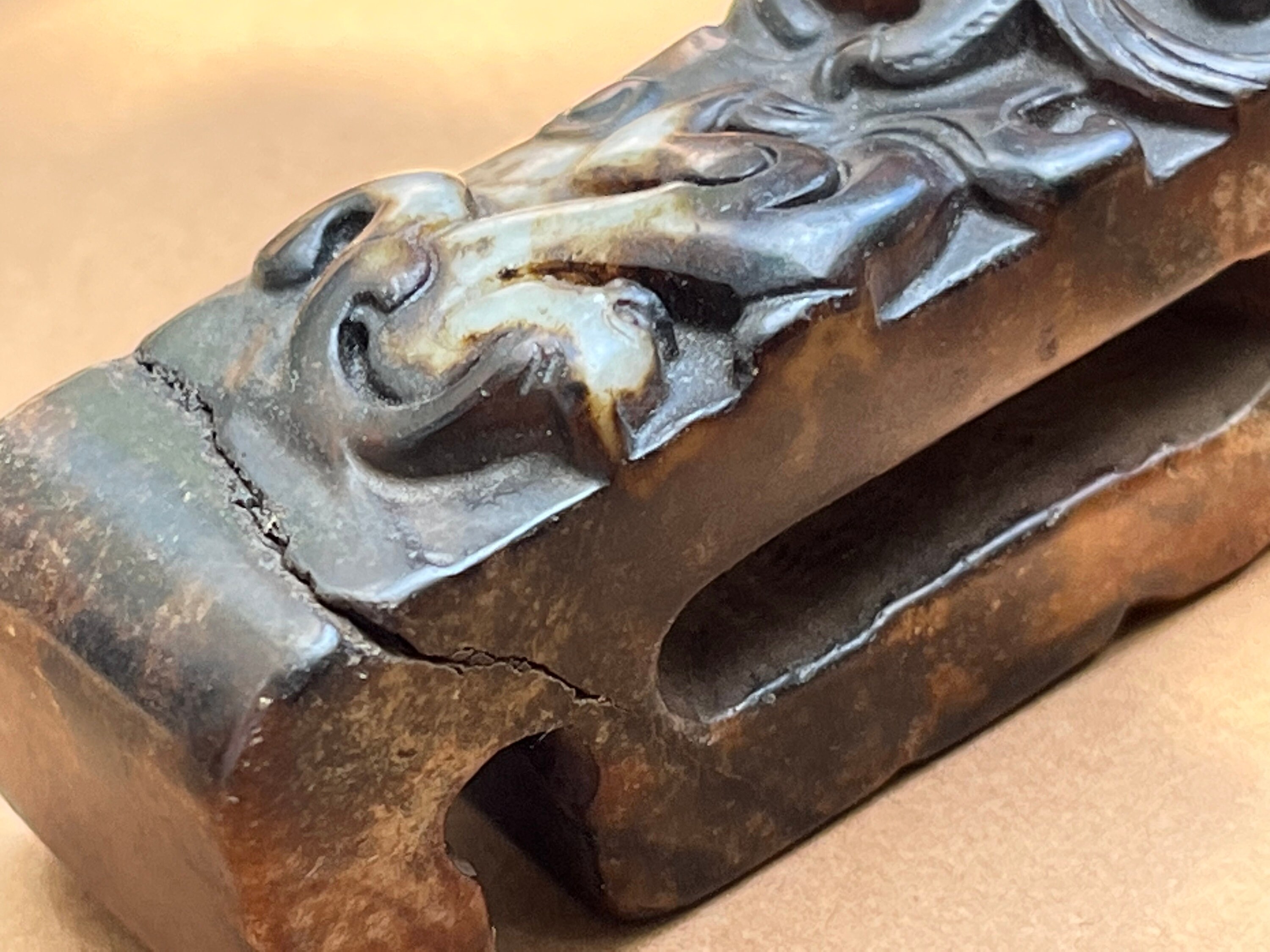 Ancient Jade Sword Guard Carved Chi Dragon Jade Figurine Collectible ...