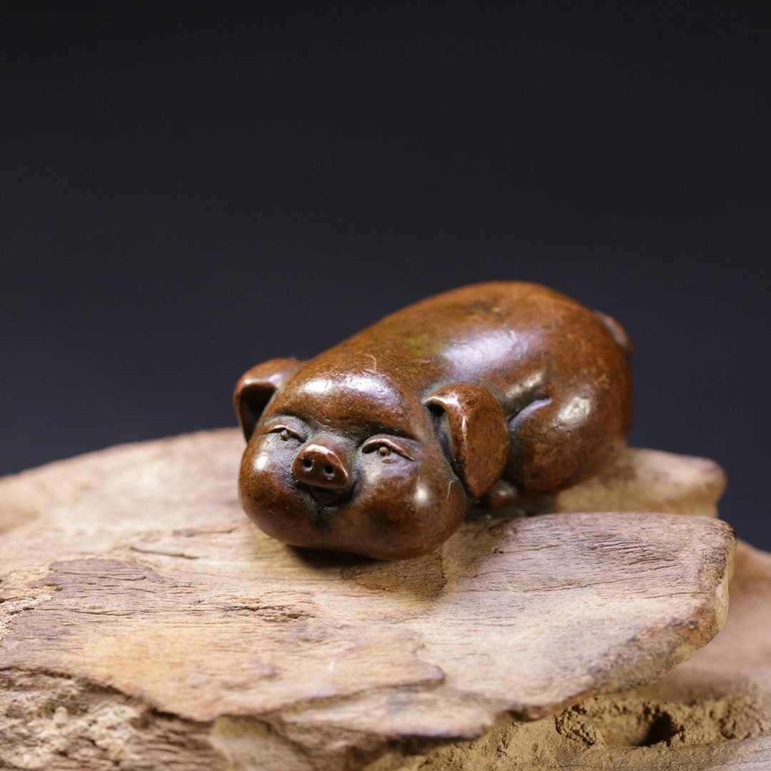 Ancient Copper Pig Paperweight, Red Copper Pig Trinket, Antique Decor ...