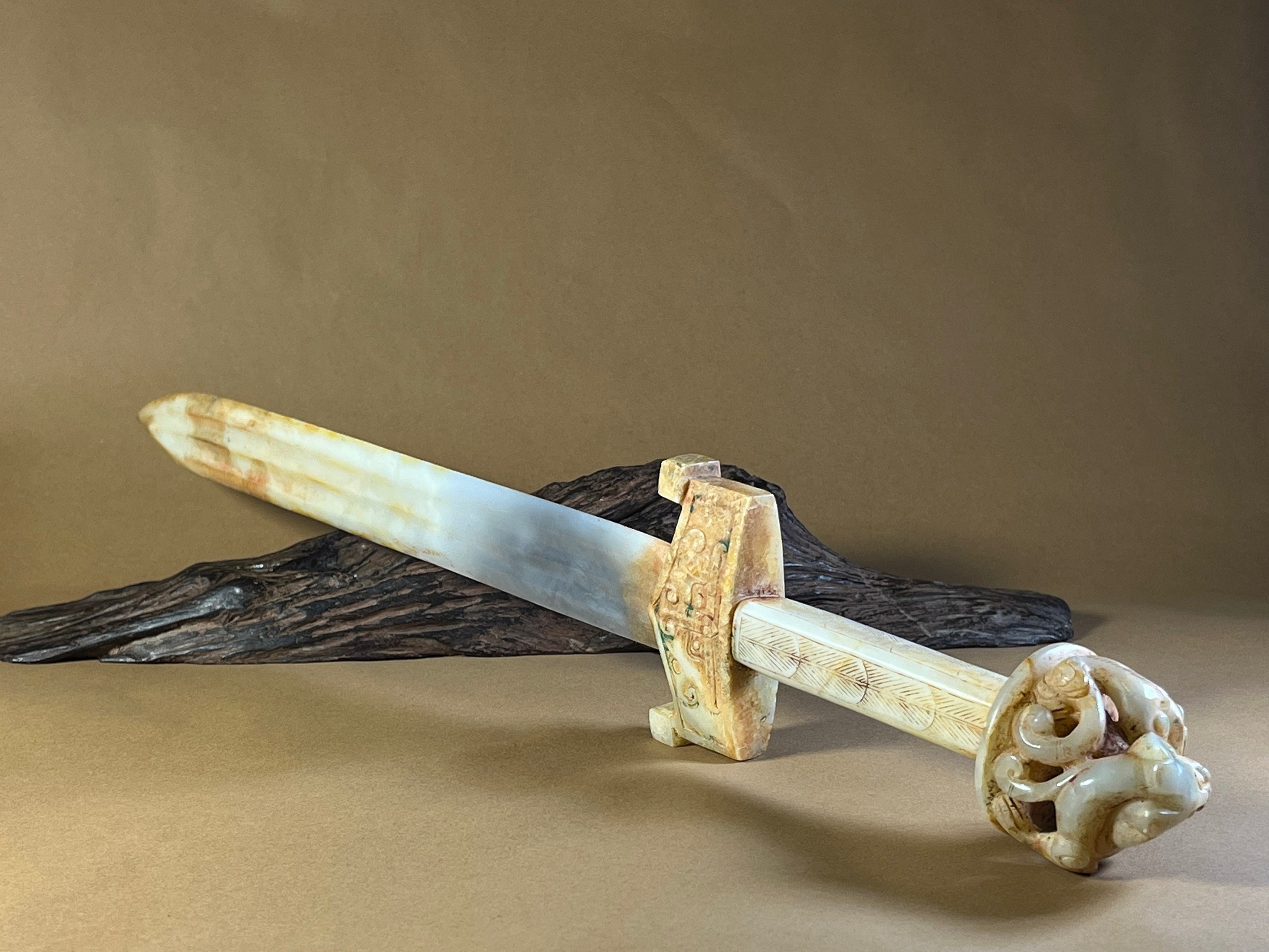 White Jade Ceremonial Sword, Sword Pommel, Sword Guard, Collectible ...