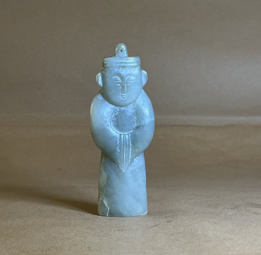 Antique Chinese Jade Stone Figurine Green Jade Human Figure Statue Hand ...
