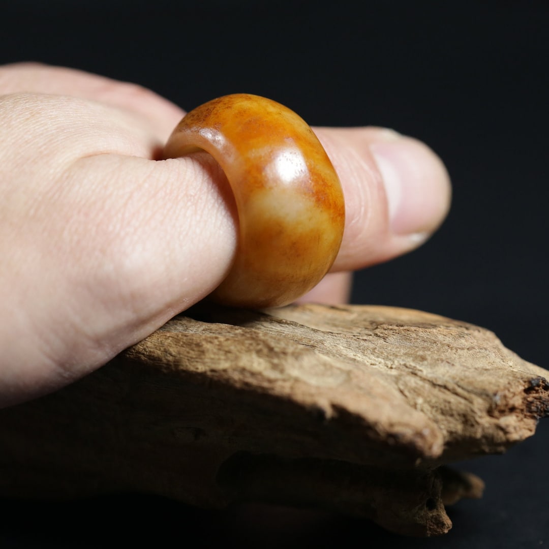 Antique Jade Thumb Ring, Hetian Seed Jade Thumb Ring, Men Collectible ...